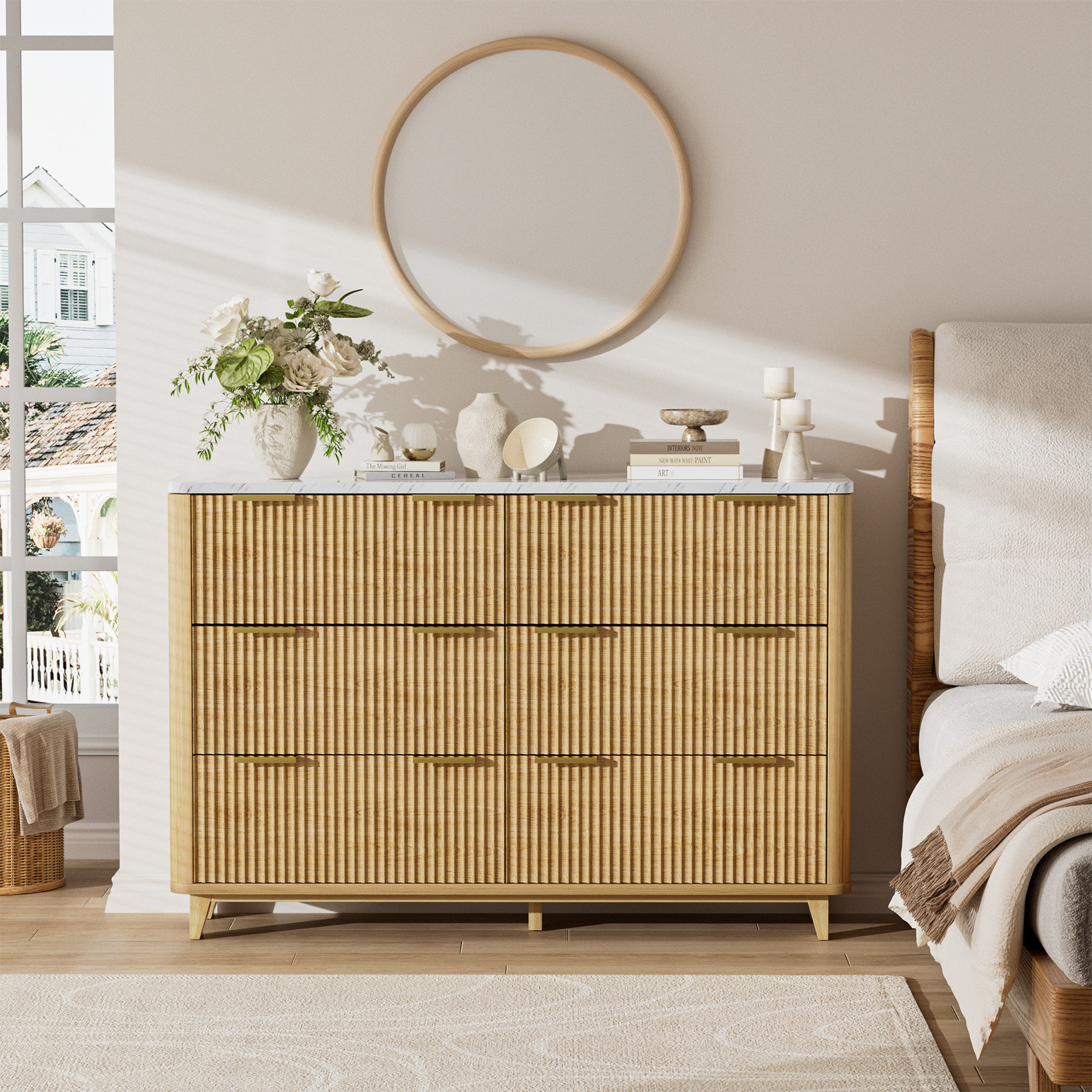 Ebern Designs 6 - Drawer 55" W Double Dresser | Wayfair